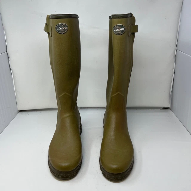 LE CHAMEAU WELLINGTON Boots Mens EU 44 UK 10 Green Wellies Jersey ...
