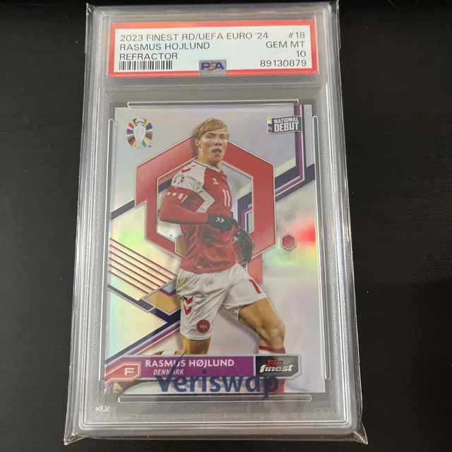 RASMUS HOJLUND 2023 Topps Finest Road to the Euro 2024 réfracteur PSA ...