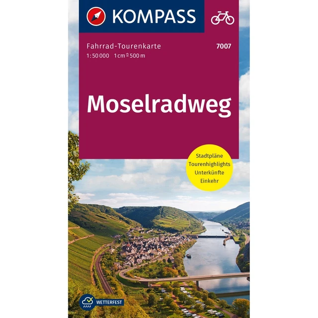 GERMANY MOSEL CYCLE Route Metz - Koblenz Kompass cycle tour map 7007 ...