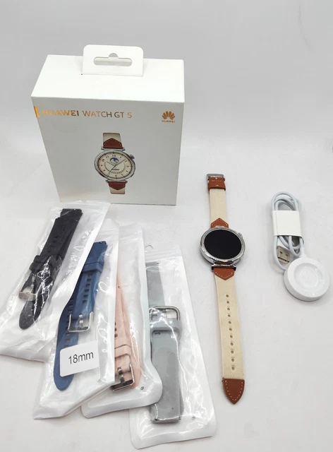 HUAWEI WATCH GT5 41mm SMARTWATCH WOVEN STRAP SILVER CASE JNA-B19 WITH ...