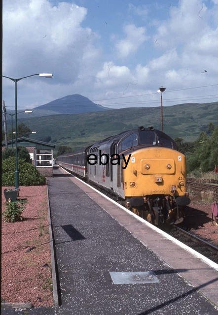 35MM RAILWAY SLIDE- Diesel Electric Loco Class 37. 37424 @ Crianlarich ...