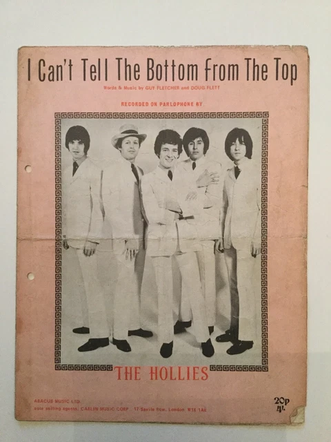 I CAN’T TELL The Bottom From The Top- The Hollies- Sheet Music 1970 £4. ...