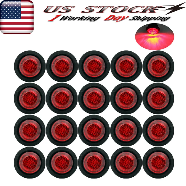 20X MINI SIDE Marker Lights 3/4"Red LED Bullet Light Truck Trailer ...