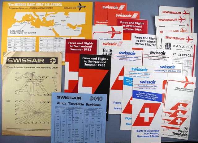 SWISSAIR AIRLINE TIMETABLE X 22 - 1953 1969/70 1978 1979 1979/80 1980 ...