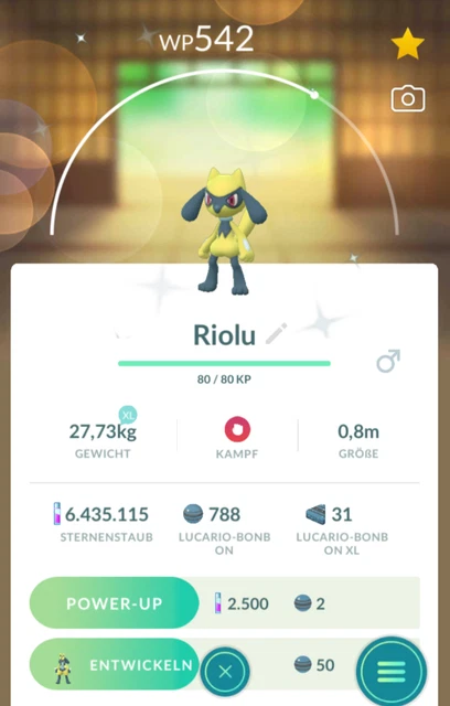 POKÉMON GO SHINY BABY RIOLU Trade ULTRA RARE OR éblouissant jaune ...