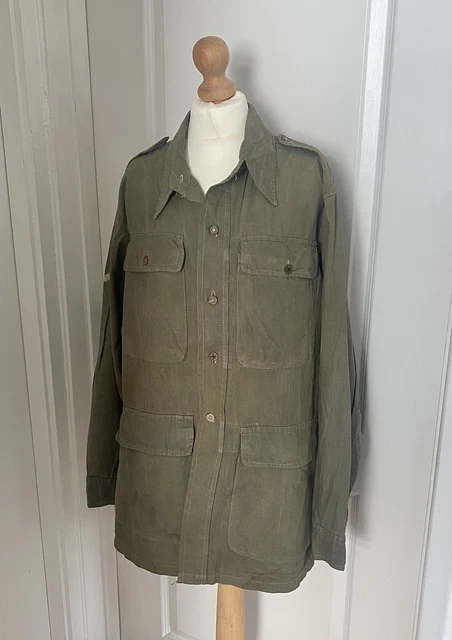 ORIGINAL WW2 BRITISH Army Aertex Green Bush Jacket 1945 Dated £75.00 ...