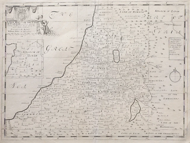 EDWARD WELLS ENGLISH Map Of New Map Of The Land Of Canaan 1700 £75.00 ...