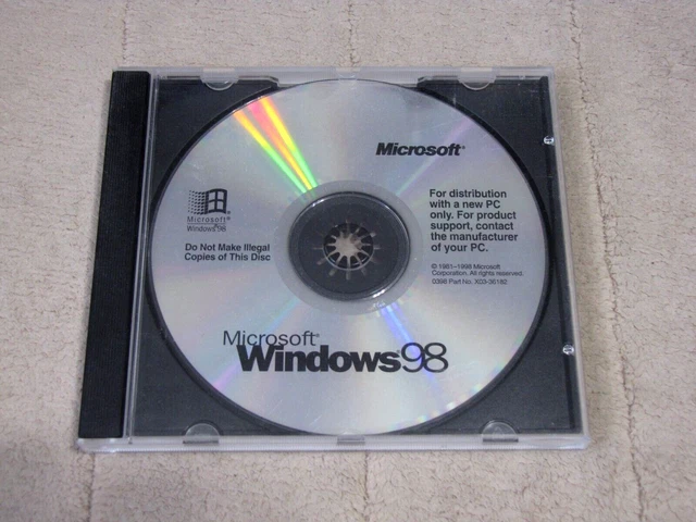 MICROSOFT WINDOWS 98 Operating System Original Disc - Disc only No Key ...