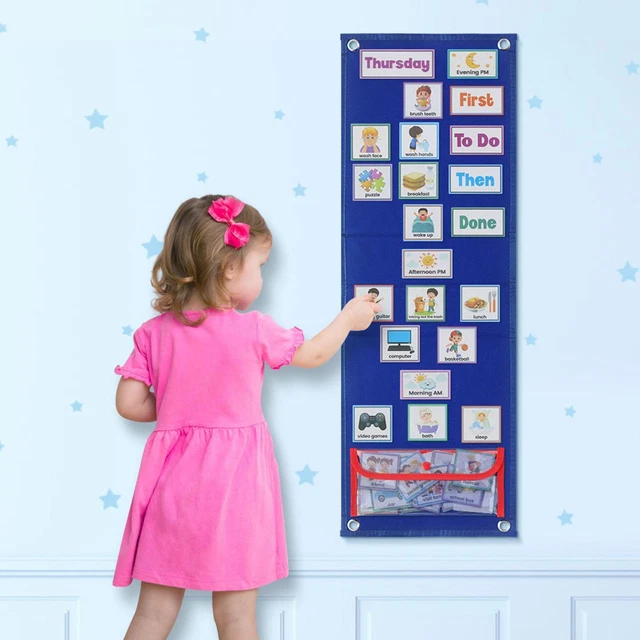 DAILY SCHEDULE BOARD Visual Schedule Chart for Kids for Children Girls ...