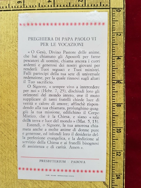 SANTINO HOLY CARD Preghiera Di Papa Paolo Vi Per Le Vocazioni ...