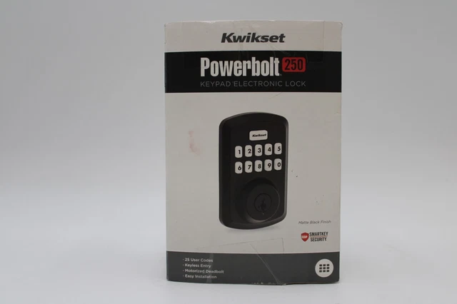 KWIKSET POWERBOLT 250 10-Button Keypad Matte Black Electronic Door Lock ...