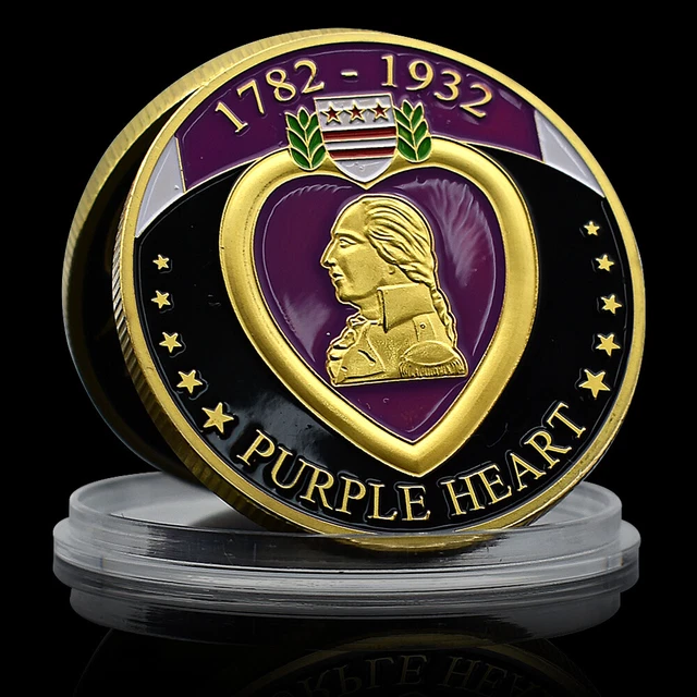PURPLE HEART MEDAL Gold Coin 1782-1932 Years US Soldiers for Military ...
