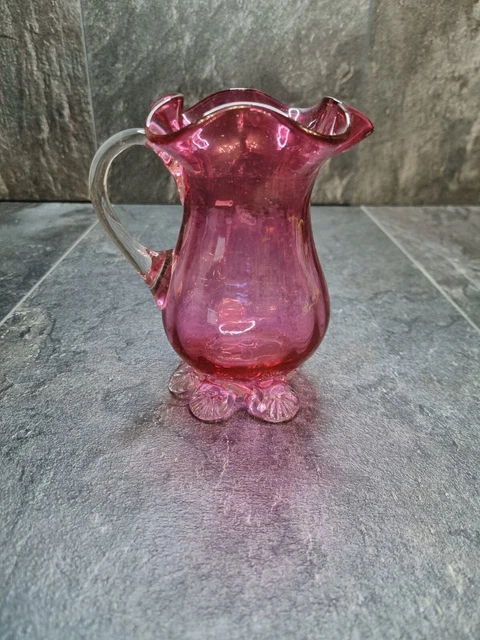 Cranberry Glass Vintage Victorian Antique Frilled Rim Jug £792 Picclick Uk