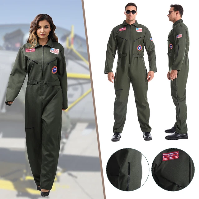 NEU 2025 DELUXE Kostüm TOP GUN Flieger Pilot Uniform Herren Karneval ...