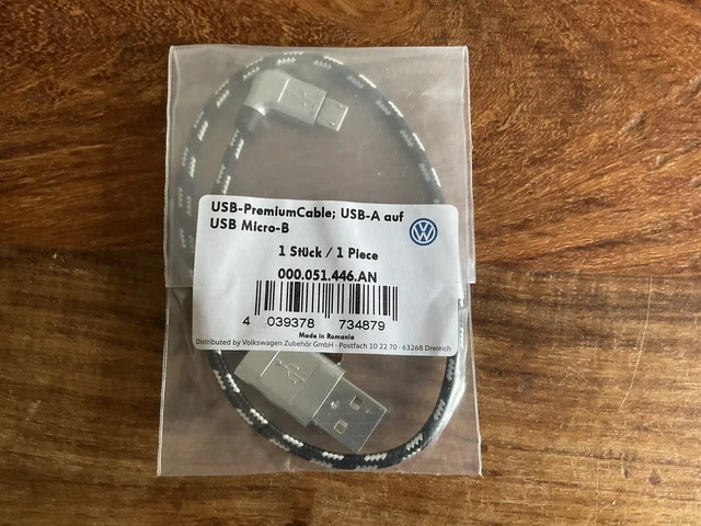 NEW GENUINE VW Volkswagen USB-A to USB Micro-B braided media in cable ...