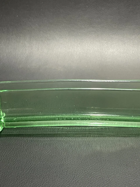 VINTAGE ART DECO Uranium Green Glass Trough Vase, Made In England £54. ...
