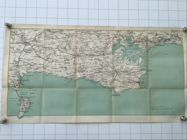 WEYMOUTH 1914 ANTIQUE County Map, Dorset Bartholomew Poole Bay St Albans £4.99 - PicClick UK