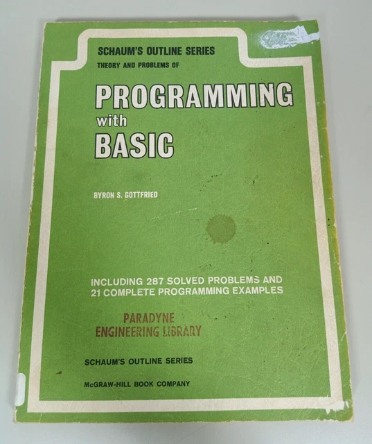 VINTAGE 1975 SCHAUM'S Outline Series Theory of Programming with Basic ...