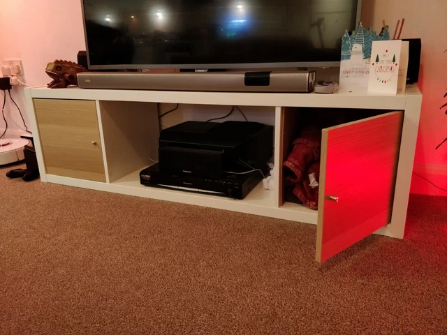 IKEA WHITE SHELVING Unit 1x4 Kallax With 2 Oak doors - Collection Only ...