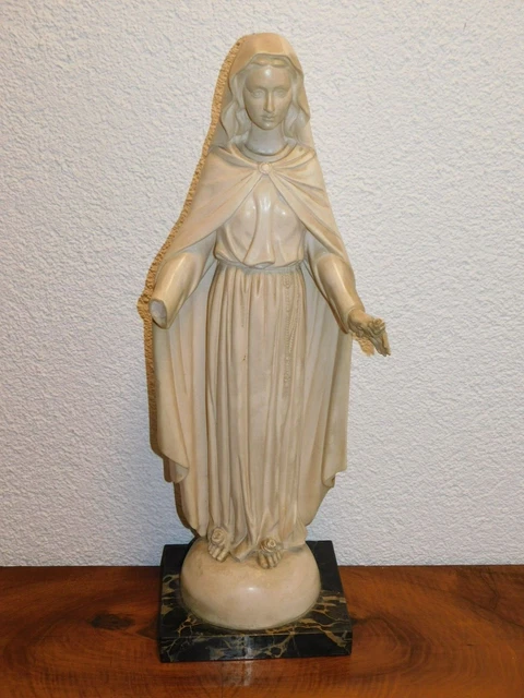 SUPER SCHÖNE GROSSE Heilige Maria aus Alabaster ! signiert A.Santini ...
