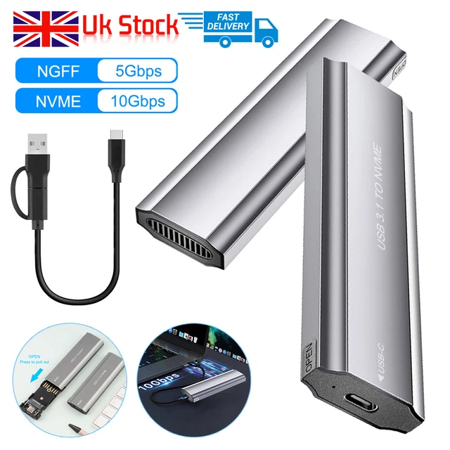 UK M.2 NVME / SATA SSD Enclosure Caddy USB 3.1 Type C M2 PCIe NGFF ...