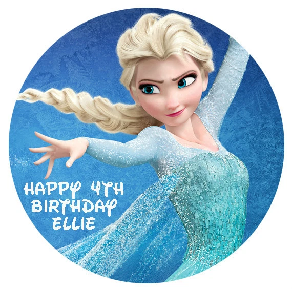 1 X DISNEY Frozen Elsa 19cm round custom cake topper edible image ICING ...