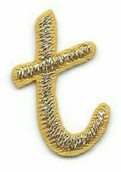 5/8& GOLD SCRIPT Cursive Alphabet Lowercase Letter t Embroidered Patch ...