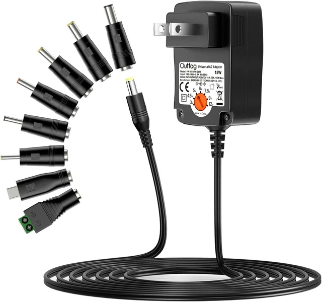 15W UNIVERSAL AC Adapter 3V 4.5V 5V 6V 7.5V 9V 12V 0.5A 1A 1.25A Multi ...