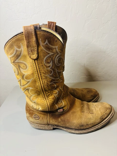 DOUBLE H MENS Western DH1552 Brown Boots Made In USA Size 10.5 EE £44. ...