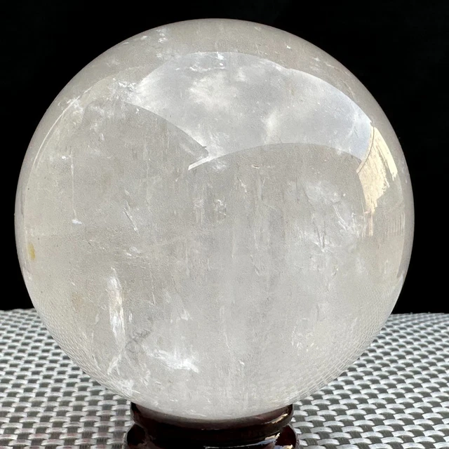 860G NATURAL CLEAR White Crystal Quartz Sphere Ball Reiki Gemstone ...