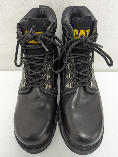 CATERPILLAR WALKING MACHINE Black Leather Wide Width Boots, Uk6 Us7 ...