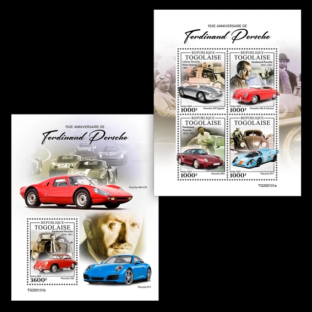 FERDINAND PORSCHE 150TH Anniversary Cars MNH Stamps 2025 Sierra Leone M ...