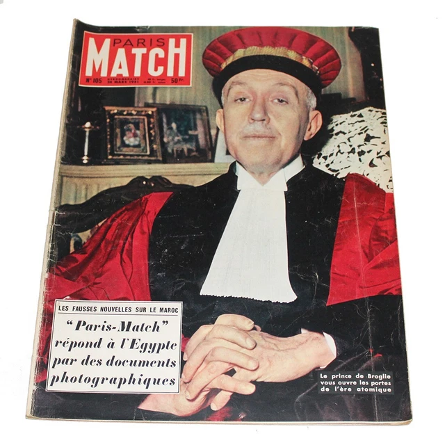 MAGAZINE / REVUE Paris Match n° 105 du 24/03/1951 le prince de Broglie EUR 5,00 - PicClick FR