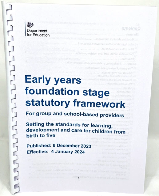 EARLY YEARS FOUNDATION Statutory Framework Group School Childminder New ...