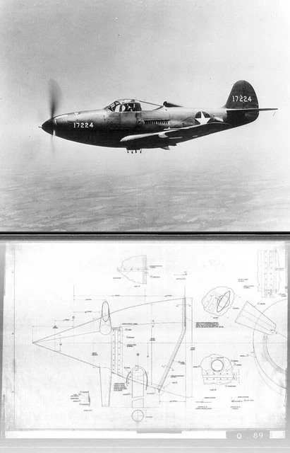 BELL P-39 AIRACOBRA Blueprint Plan original factory WW2 1940's 9000 ...