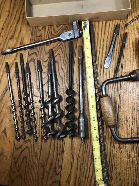 ANTIQUE HAND DRILL Auger Bit Brace Vintage Woodworking Tools Use ...