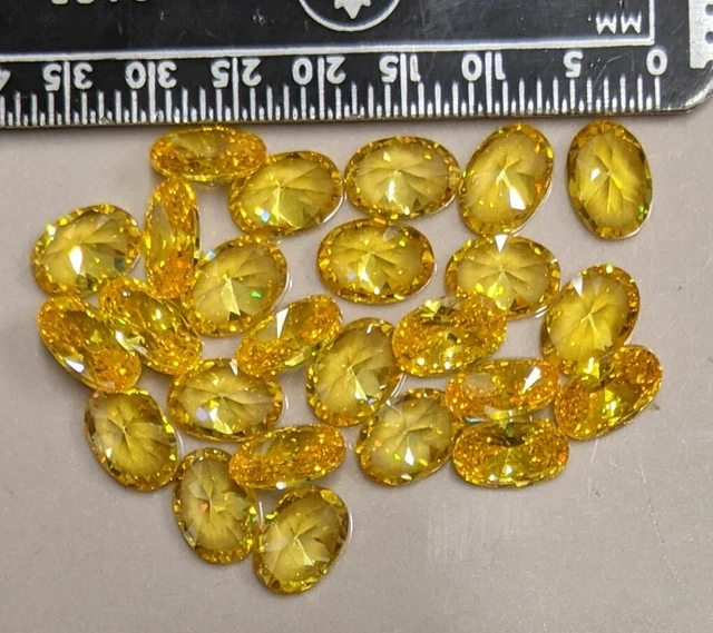 30 CARATS MAN made Lab Created YELLOW Color CUBIC ZIRCONIA Gemstones (# ...