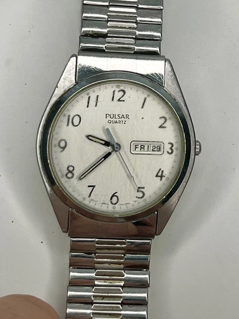 VINTAGE PULSAR QUARTZ Wristwatch Silver V533-9A00, Working, New Battery ...