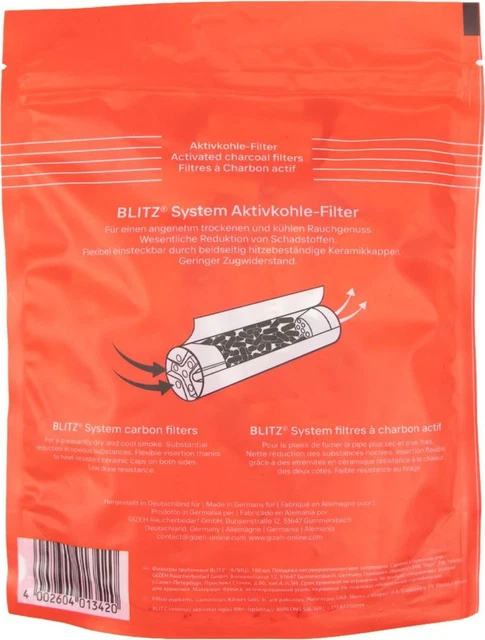 FILTRE À CHARBON actif Blitz System, diamètre 9 mm, sac sur pied de 100 ...