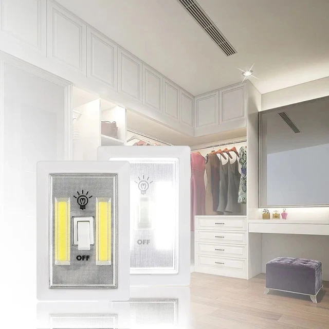 LED SWITCH LIGHT White Battery Powered Easy to Use Bright Light Night ...