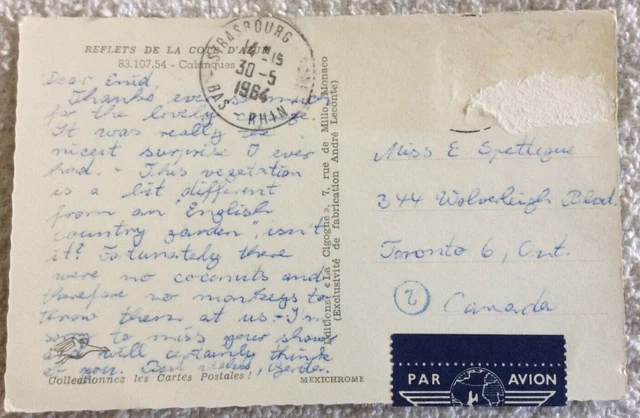 REFLETS DE LA Cote D'azur Calanques Monaco 1960s Vintage Postcard P2 ...