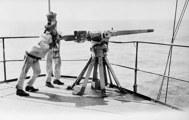WORLD WAR I French Naval Artillery Small Cannon On A Vessel France Old ...