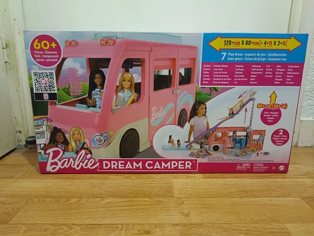 BARBIE MATTEL HCD46 Mega camping-car de rêve transformable avec 60 ...