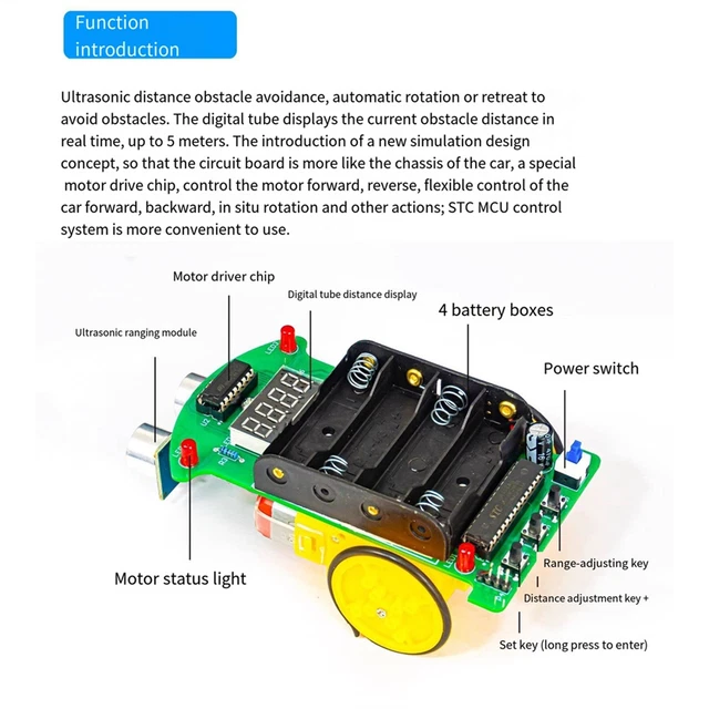 DIY ULTRASONIC RANGING and Obstacle Avoidance Car Welding Kit1877 $25. ...