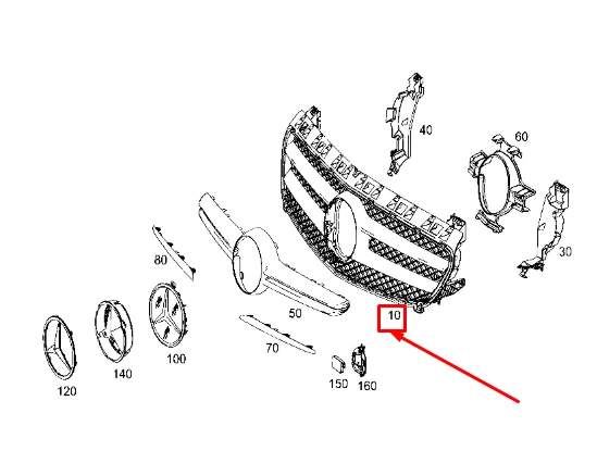 MERCEDES-BENZ A W176 AMG Radiator Grille Beam A1768880860 NEW GENUINE ...