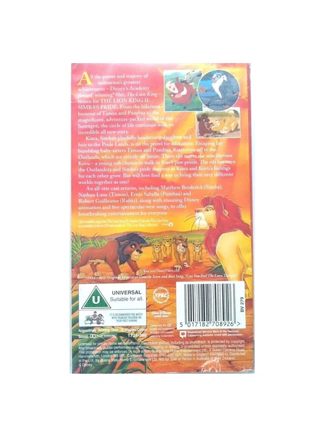 LION KING 2 Simba's Pride VHS Video Tape £6.95 - PicClick UK