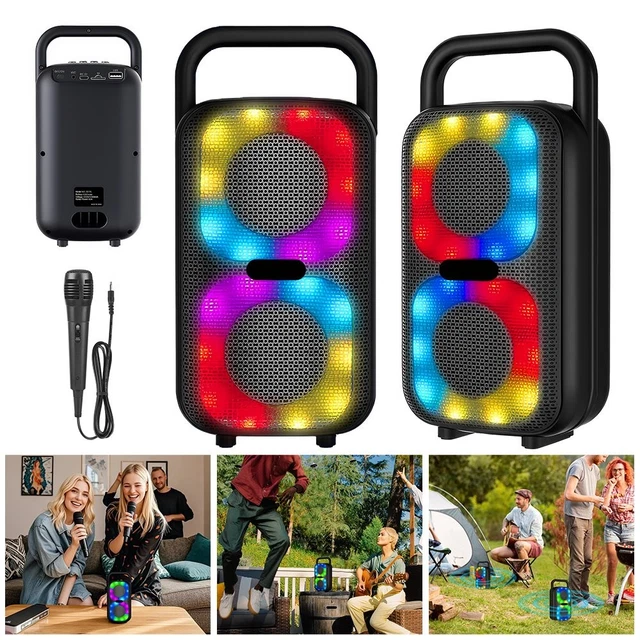 WIRELESS BLUETOOTH SPEAKER RGB LED Lights TWS/USB/FM/TF Gaming/Party ...