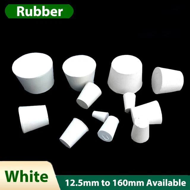 RUBBER STOPPER BOTTLE White Seal Plug Pipe Tube Hole Bung Tapered 12 ...