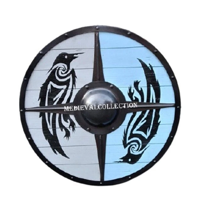 MEDIEVAL NEW WOODEN Valhalla Raven Shield ~ Viking LARP Reproduction ...
