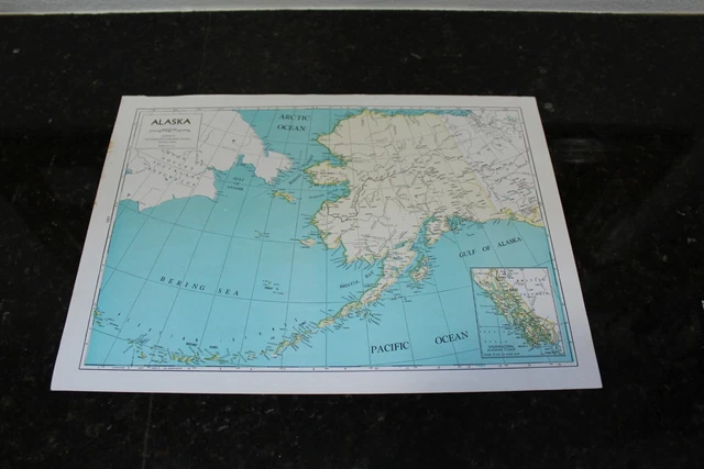 VINTAGE MAP PRINT WWII History Color 2 Sided Folded Alaska Philippine ...